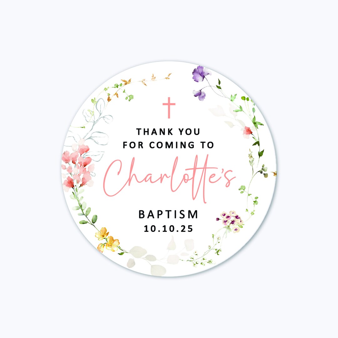 Personalised Christening Stickers for Favors, Thank You Christening ...