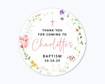 Personalised Christening Stickers for Favors, Thank You Christening ...