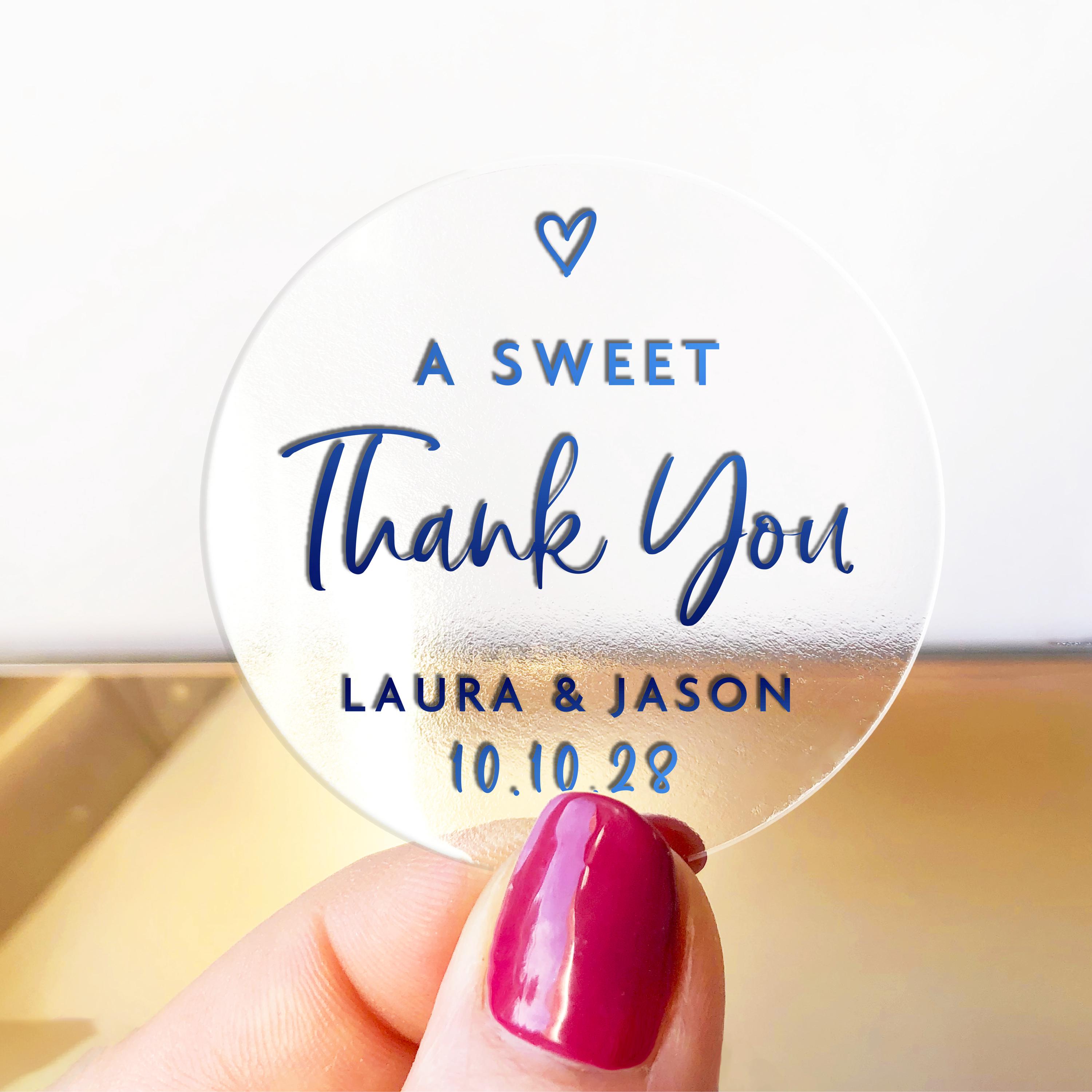 A Sweet Thank You Stickers for Wedding Candy Favors, Personalized A ...