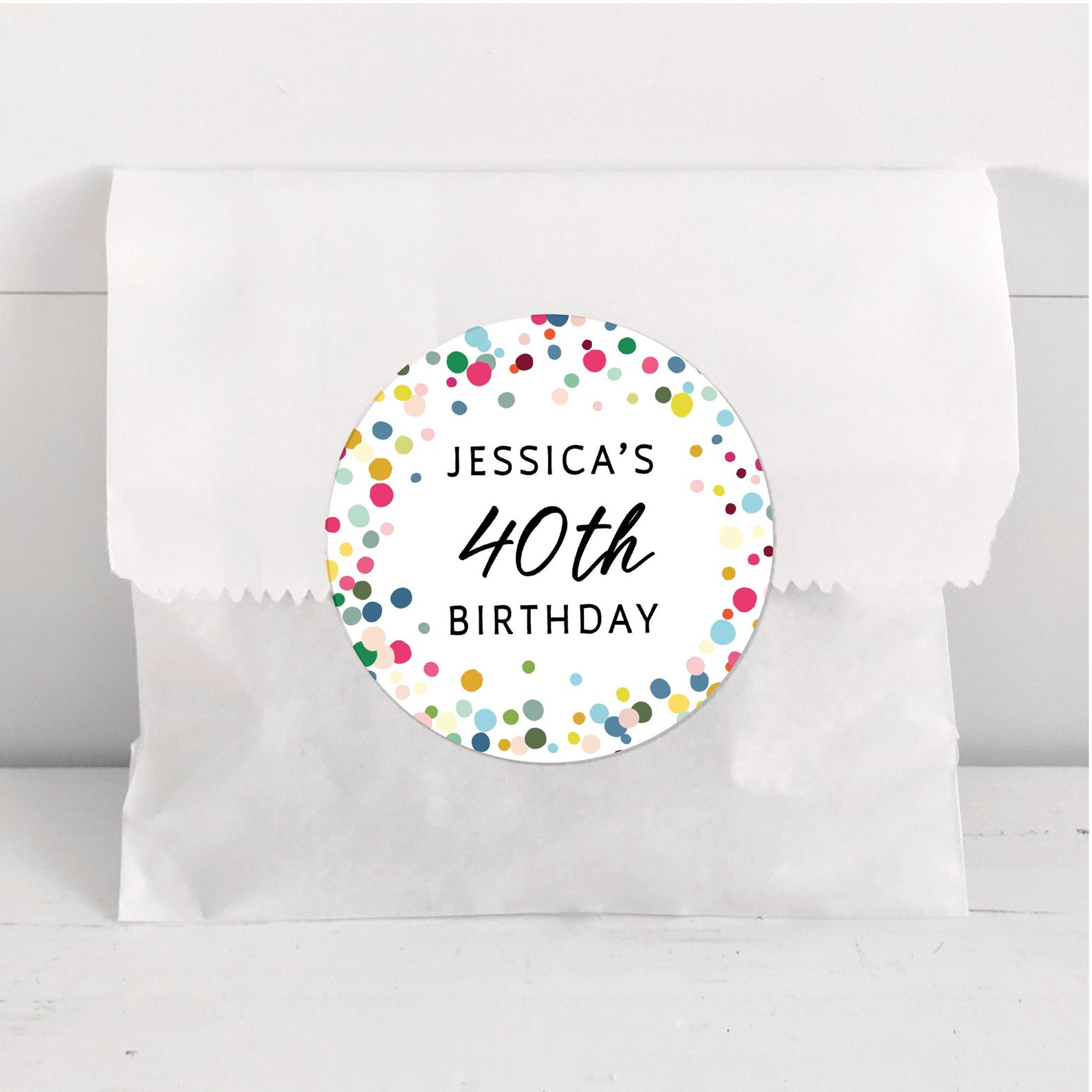 40th Birthday Thank You Stickers, Personalized Party Favor Bag Stickers ...