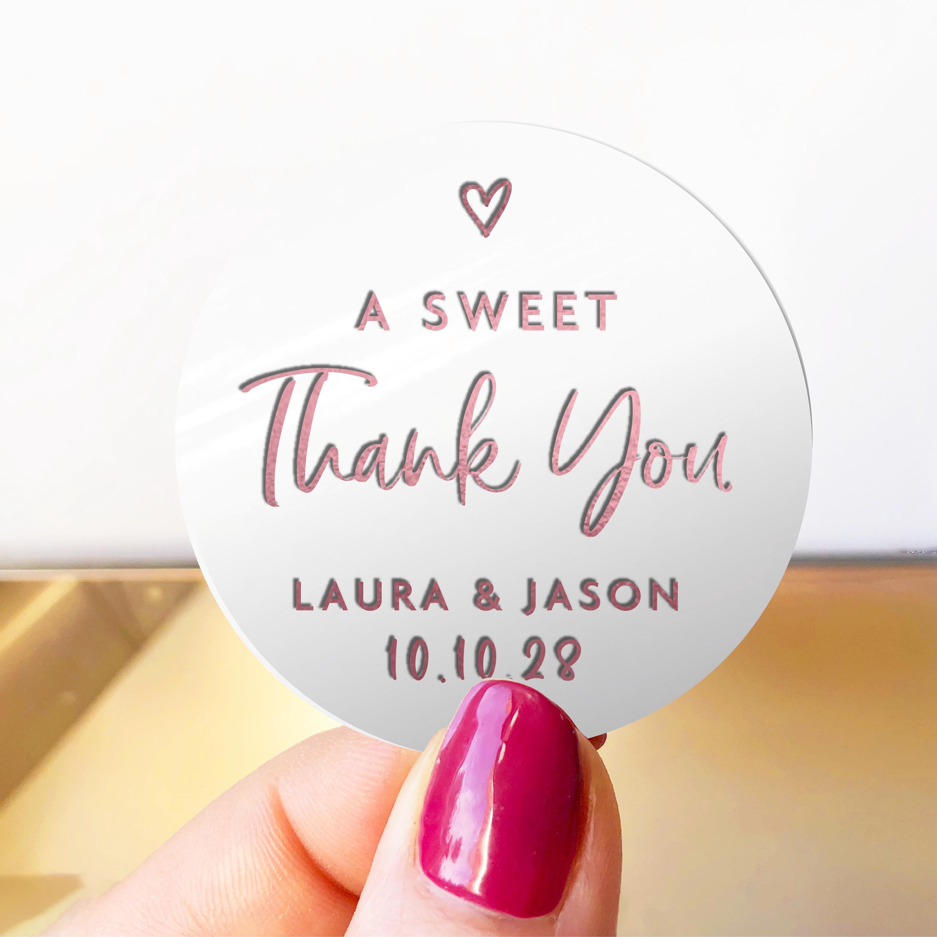 A Sweet Thank You Stickers for Wedding Candy Favors, Personalized A ...