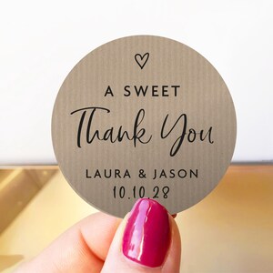 A Sweet Thank You Stickers for Wedding Candy Favors, Personalized A ...