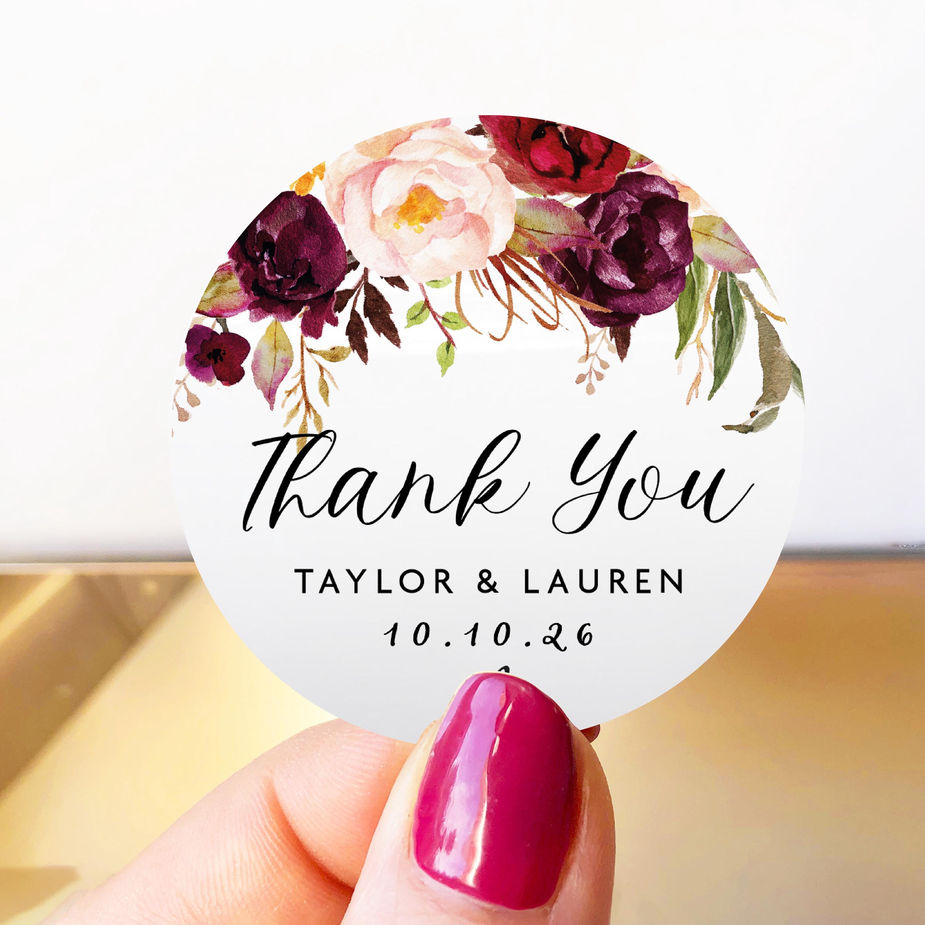 Personalized Thank You Stickers, Wedding Thank You Stickers, Floral ...