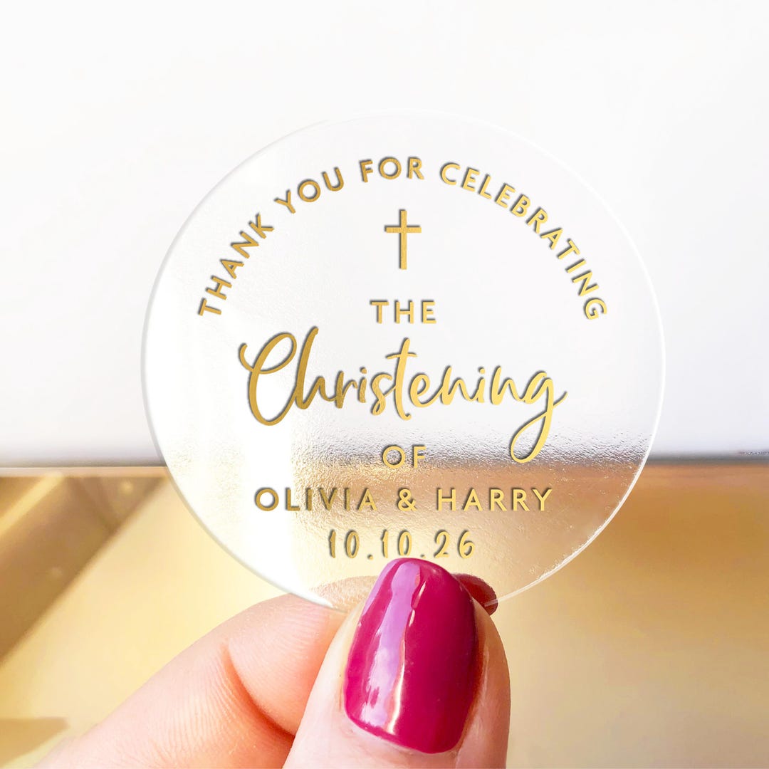 Baby Baptism Favor Label Stickers, Christening Stickers for Candy ...