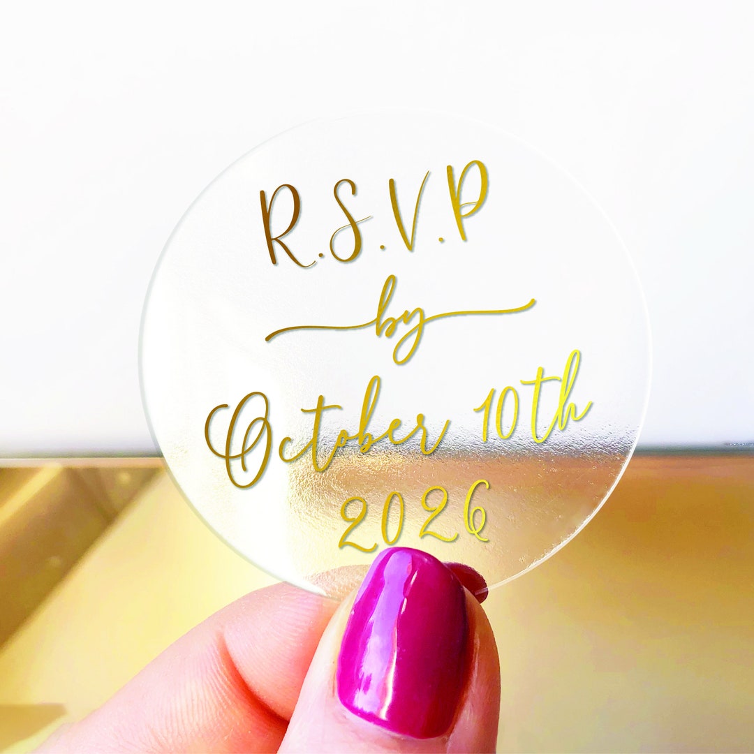 Custom Clear RSVP Stickers for Wedding Invitations Personalized ...