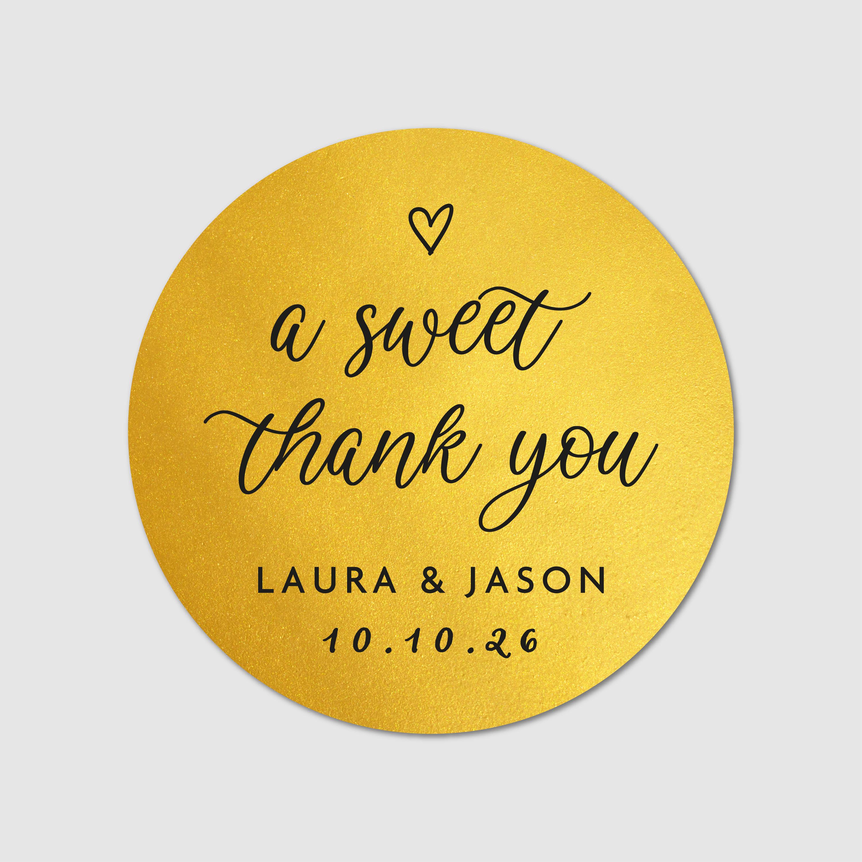 A Sweet Thank You Stickers for Wedding Candy Favors, Personalized A ...