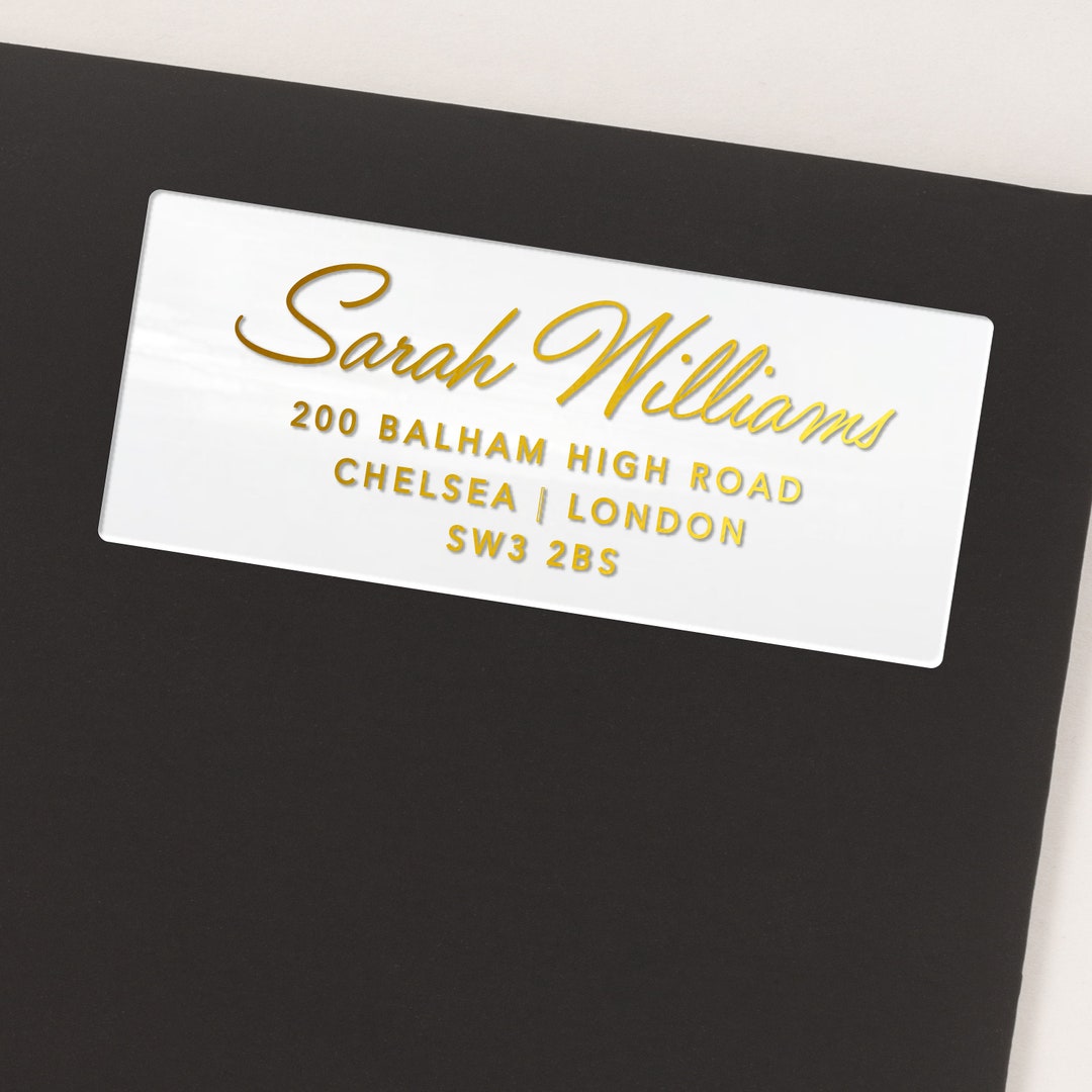 Personalized Clear Gold Return Address Labels - Custom Stickers on ...