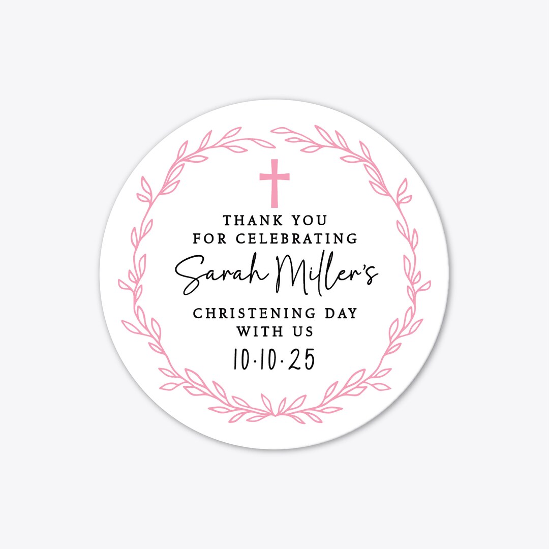 Personalised Christening Stickers for Favors, Thank You Christening ...