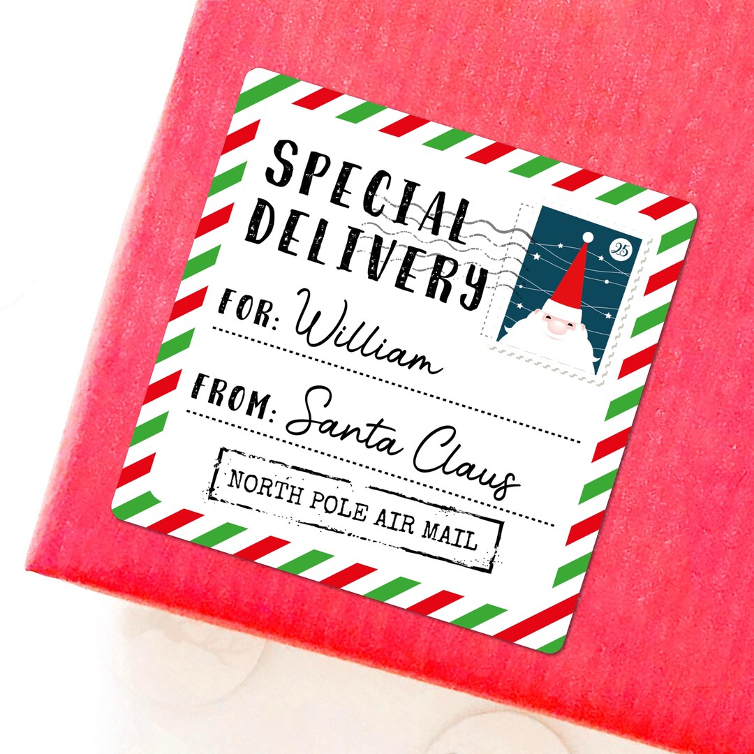 Special Delivery Sticker Pack Custom Name Labels Santa Special Delivery ...