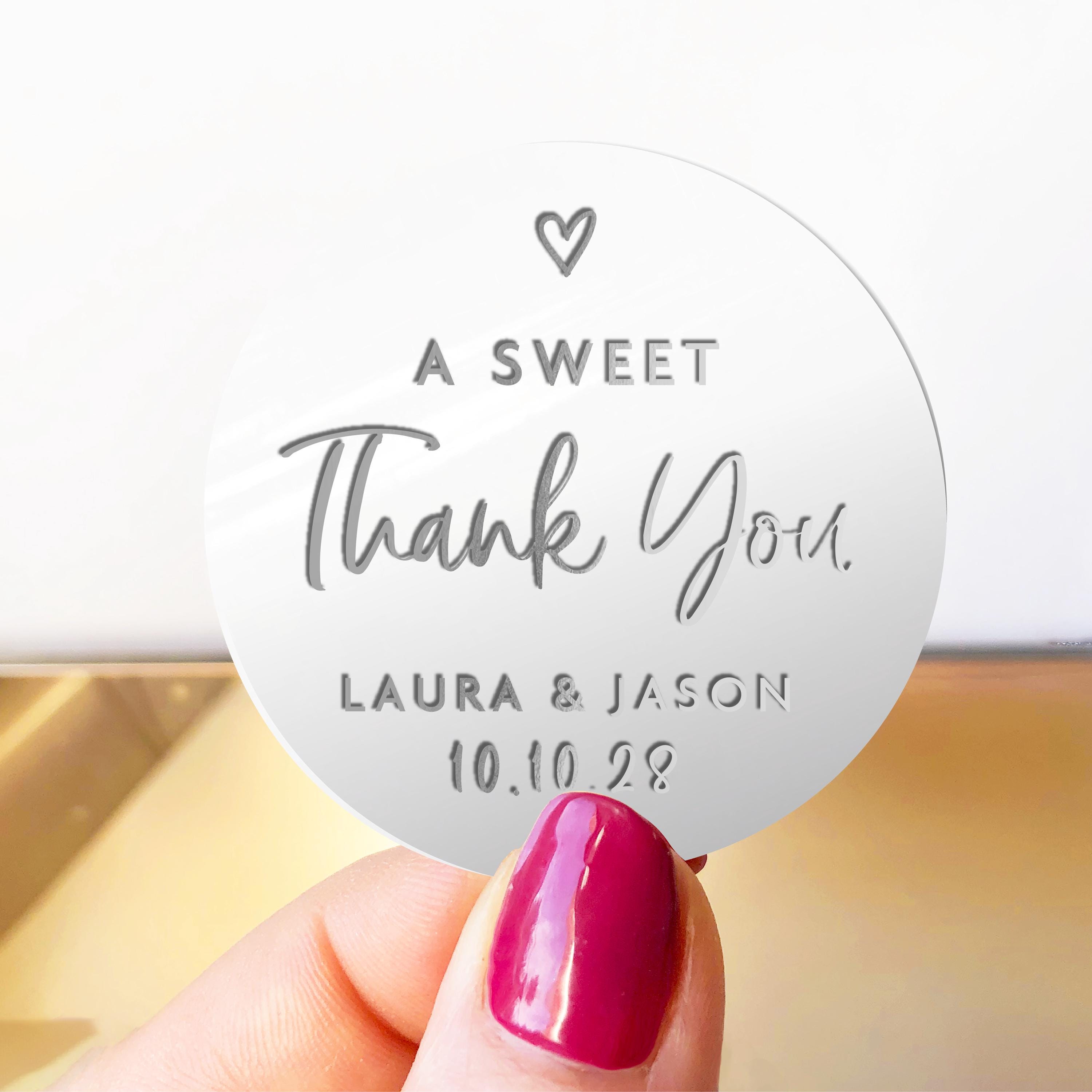A Sweet Thank You Stickers for Wedding Candy Favors, Personalized A ...