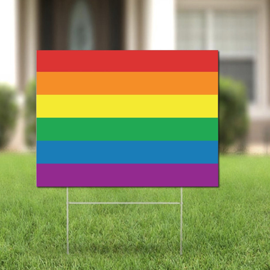 PRIDE FLAG Yard Sign - LGBTQ Lawn Sign - Love is Love - Double Sided ...