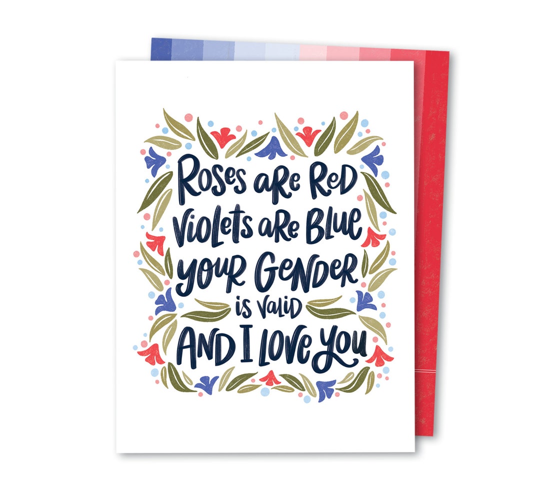 Roses Are Red Gender Love Card • LGBTQIA+ Valentine • Your Gender is ...