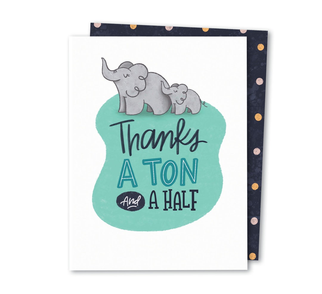 Thanks a Ton | Cute Thank You Card | Cute Elephant Eco-friendly ...