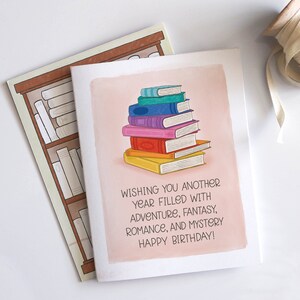 Another Year of Books Birthday Card • Book Lover Greeting • Literary ...