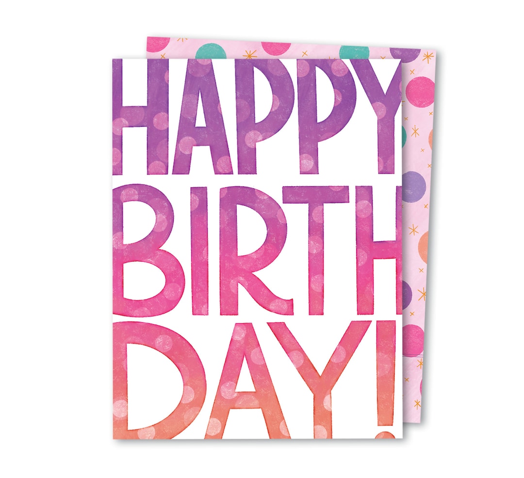 Happy Birthday Block | Happy Birthday Card | Purple and Pink Birthday ...