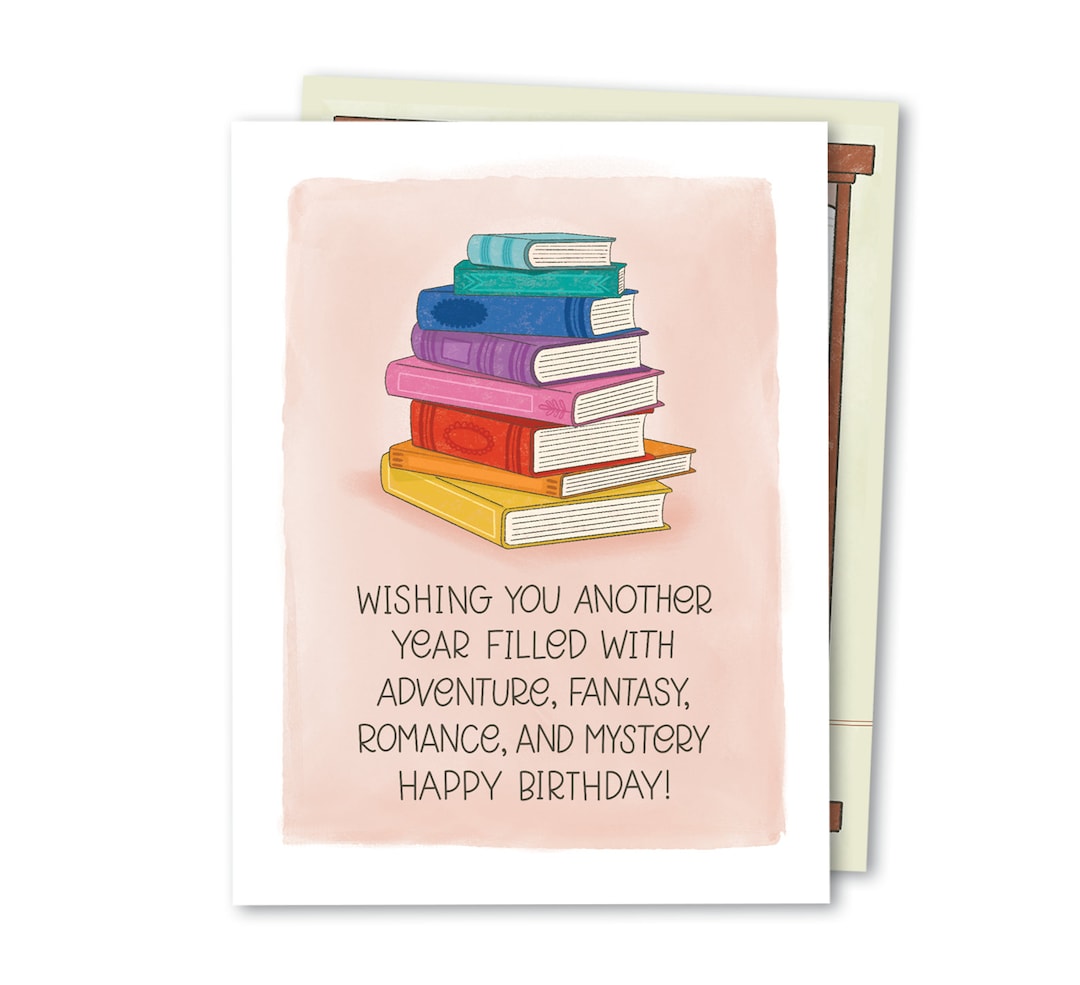 Another Year of Books | Cute Book Lover Birthday Card | Bookworm ...