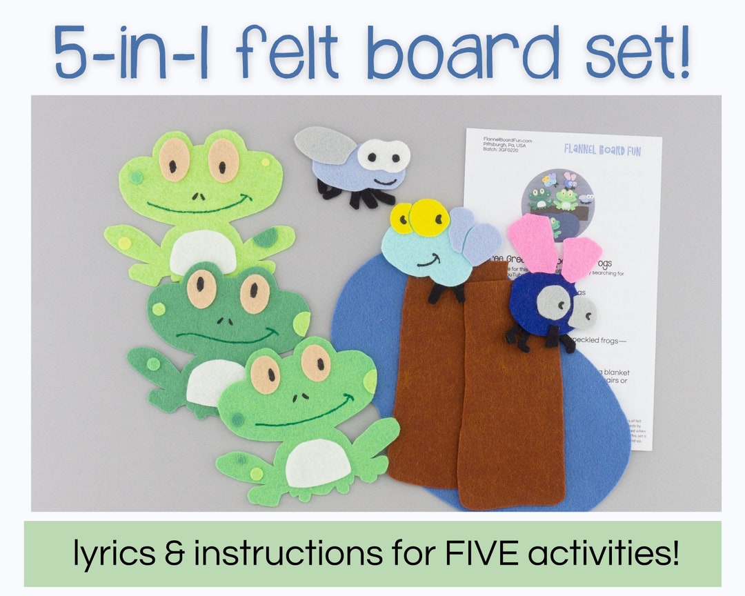 5-in-1 Frog Felt Board Story A Frog and Bug Toddler & - Etsy