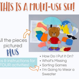 Dress up Weather Bear Felt Board Story Circle Time Activity | Weather ...