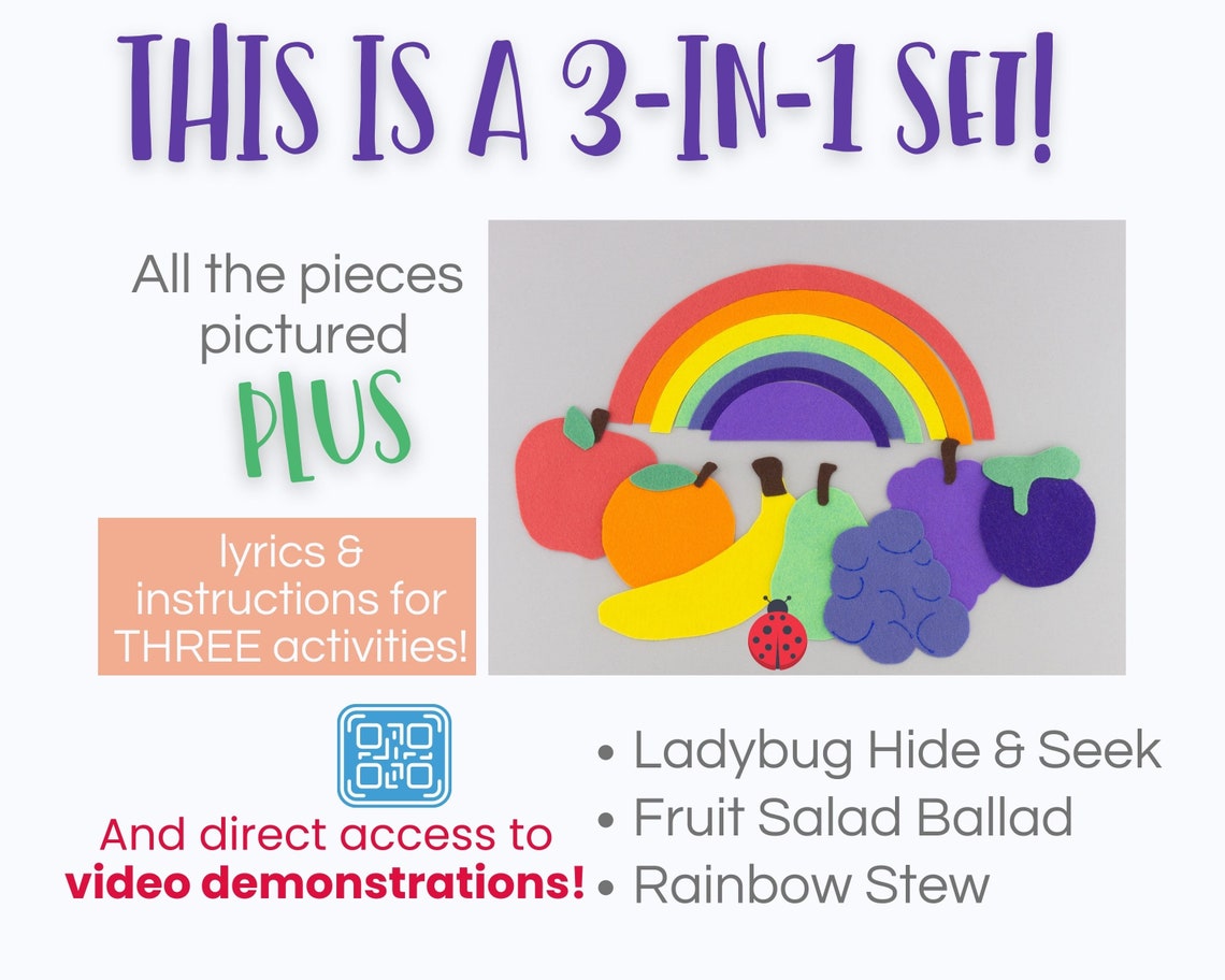 Fruit & Rainbow Stew Flannel Board Circle Time Song Fruit - Etsy