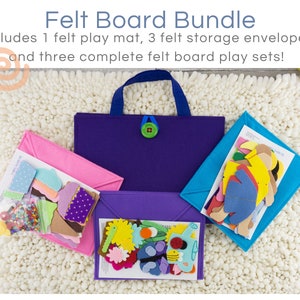 Felt Board Story + Play Mat Bundle, 3 Flannel Board Play Sets for Kids ...