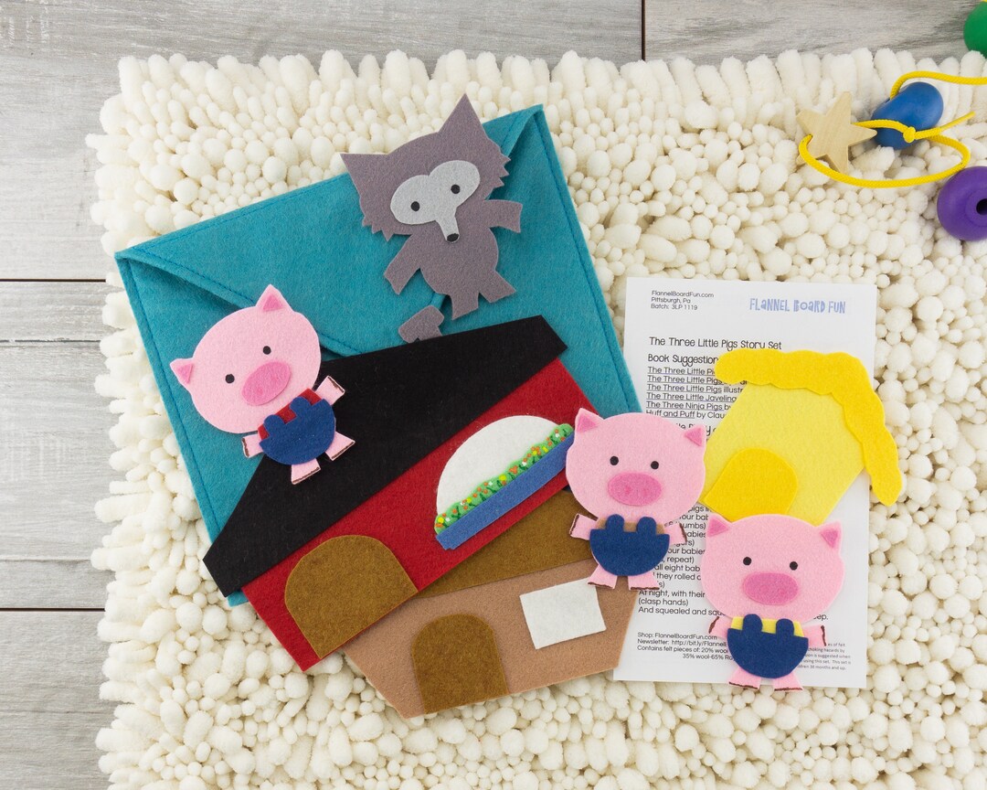 Three Little Pigs Felt Board Story Set: Waldorf Nursery Toy - Etsy