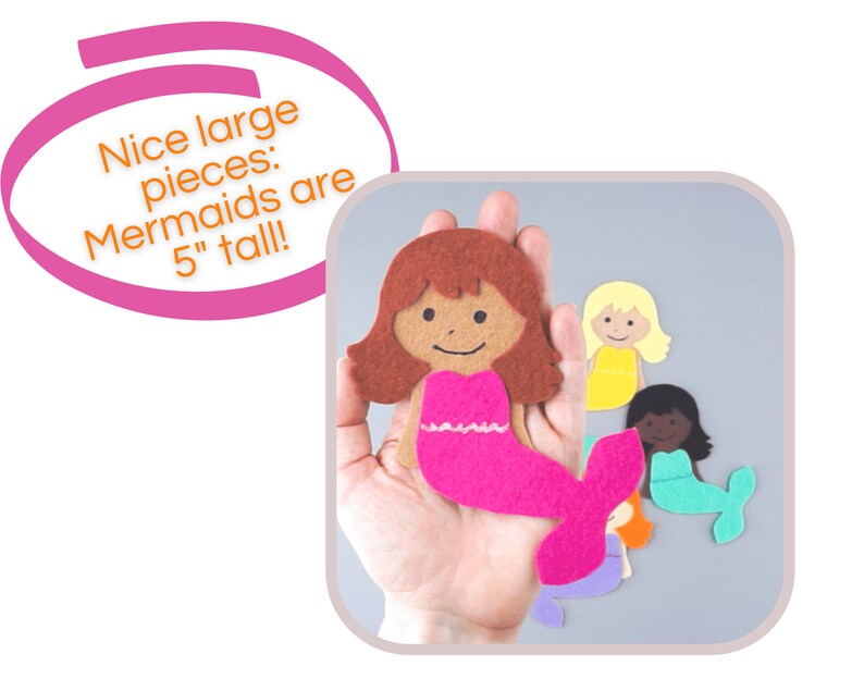 Five Mermaids Felt Board Story: Ocean Flannel Board for Toddler and ...