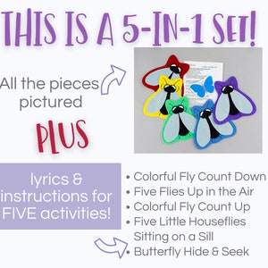 Five Flies Circle Time Felt Board Story | Color, Counting, Bug Flannel ...