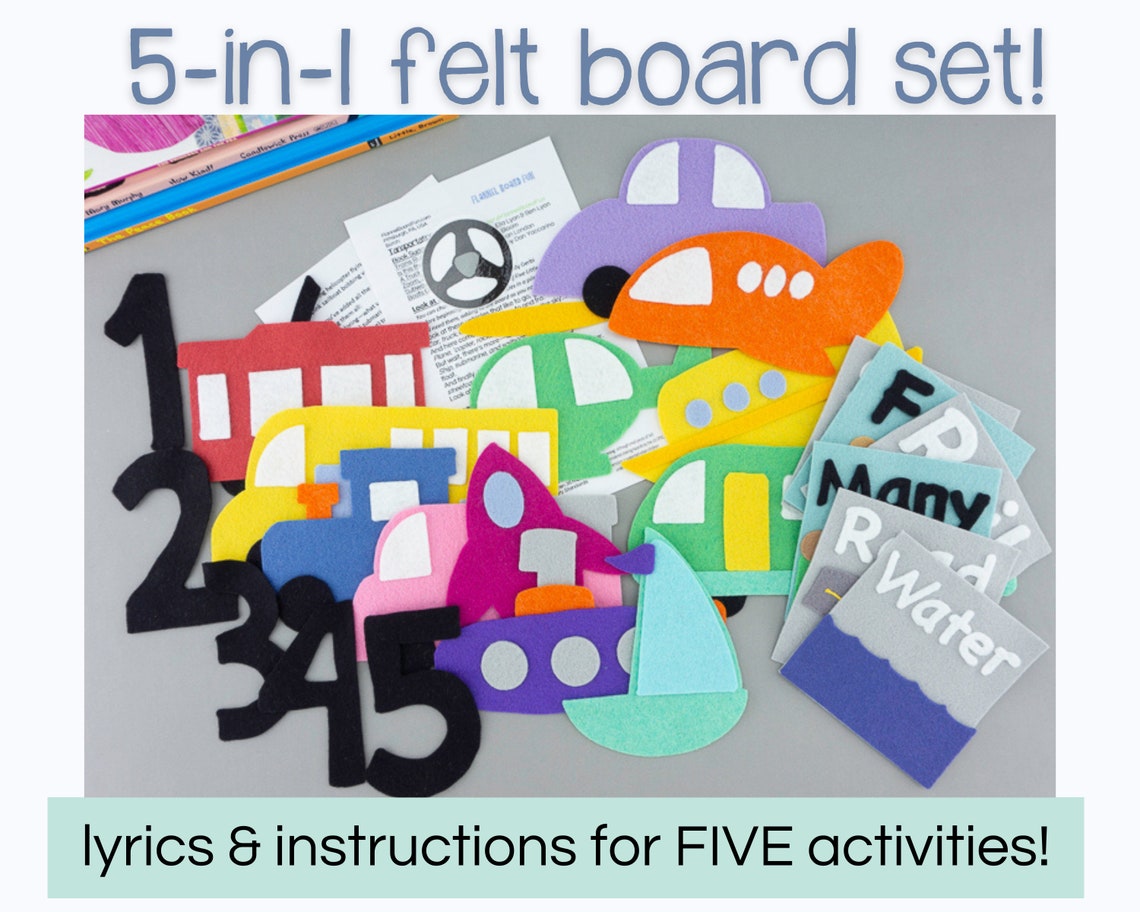 5-in-1 Vehicle Felt Board Set Super Big Transportation - Etsy