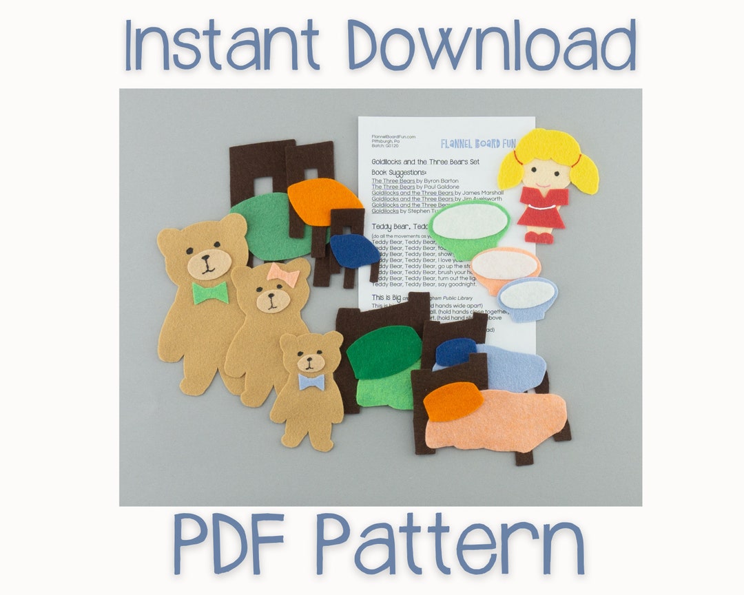 PDF Pattern Goldilocks Felt Board Story Set for Preschool Circle Time ...