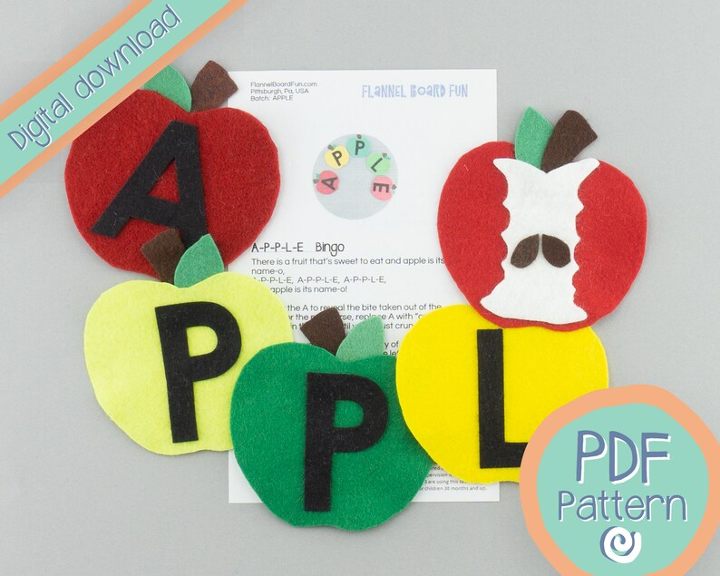 Apple Bingo Felt Board Pattern: Circle Time Song Set (PDF Pattern) - Etsy