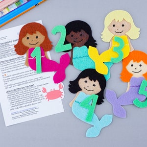 Five Mermaids Felt Board Story: Ocean Flannel Board for Toddler and ...