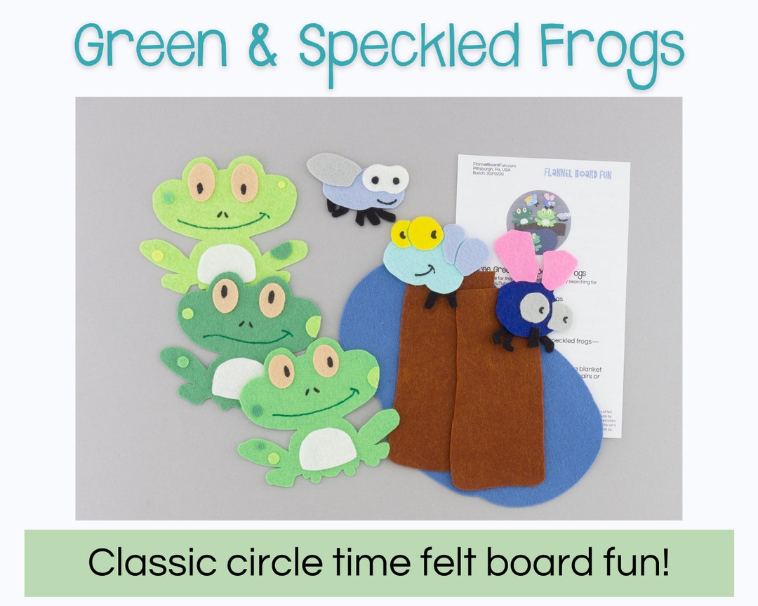 5-in-1 Three Green & Speckled Frogs Flannel Board Story for Preschool ...