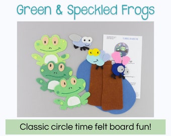 5 Green and Speckled Frogs Felt Story Set - Etsy
