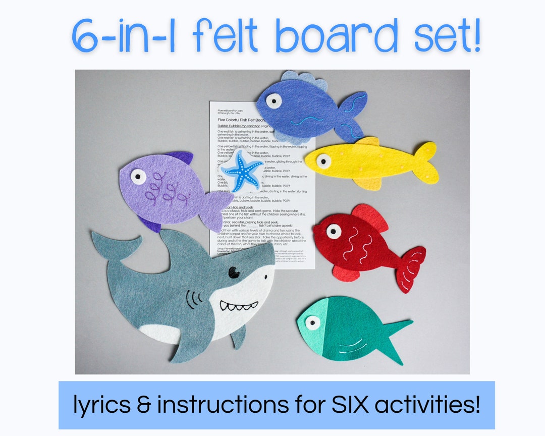 Five Colorful Fish Felt Board Story for Circle Time | Fish + Shark ...