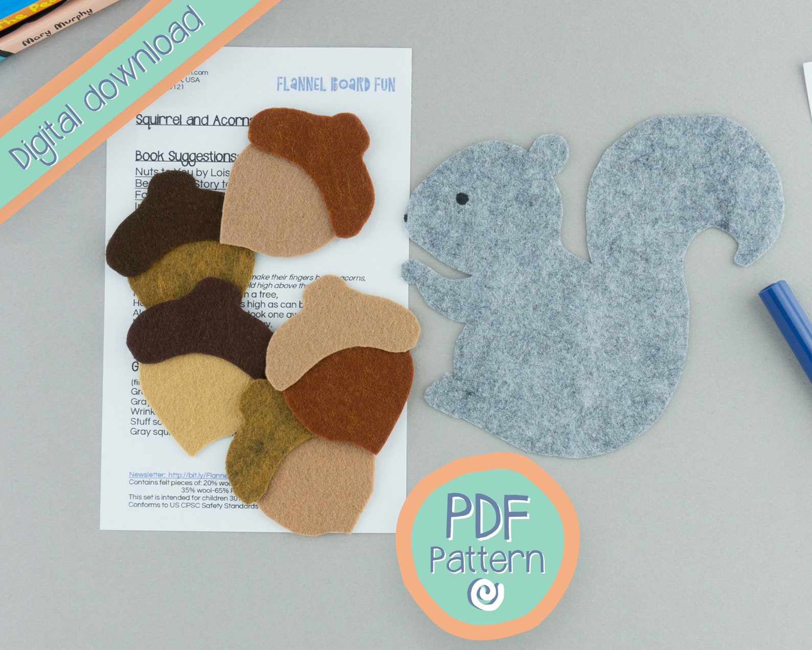 PATTERN Squirrel Felt Board Story and Song Set for Story Time | Etsy