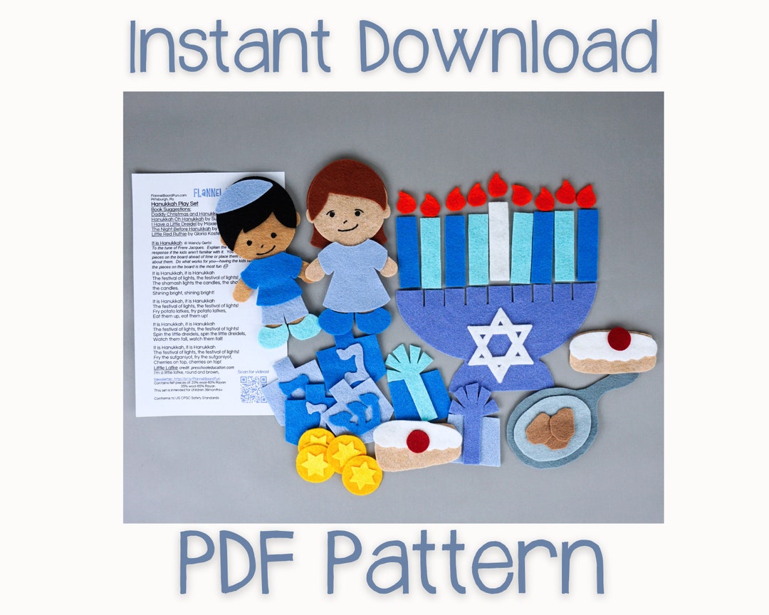 PDF Pattern for Hanukkah Felt Board Story, Chanukah Flannel Board Song ...