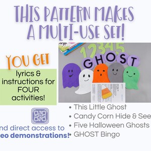 PDF Pattern for Halloween Ghost Felt Board & Flannel Board Circle Time ...