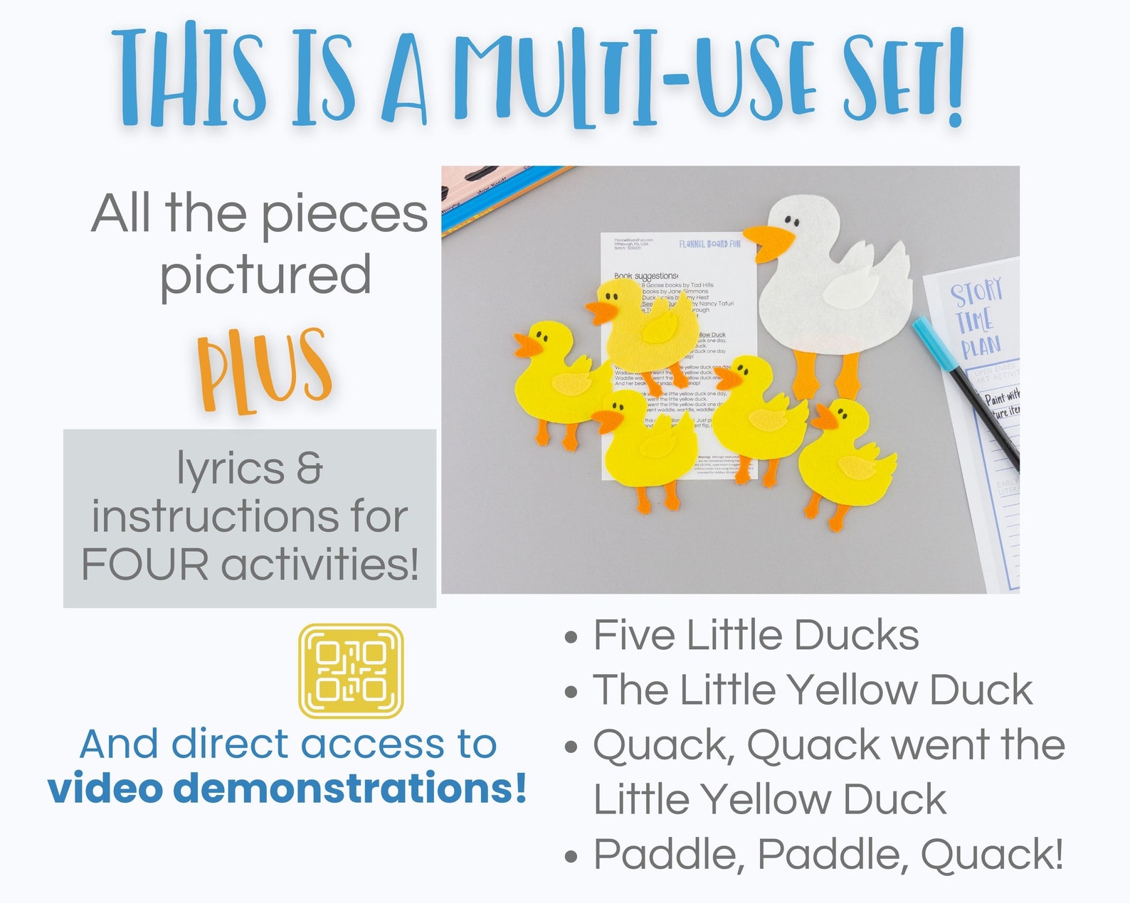 5 Little Ducks 4-in-1 Felt Board Song for Library Storytime - Etsy