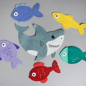 Five Colorful Fish Felt Board Story for Circle Time | Fish + Shark ...
