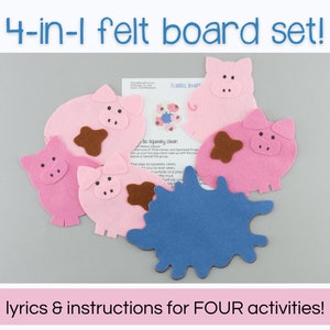 Five Pigs Flannel Board Song for Preschool Circle Time, Kindergarten ...
