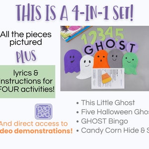 4-in-1 Kids Halloween Felt Board Ghosts for Preschool Homeschool ...