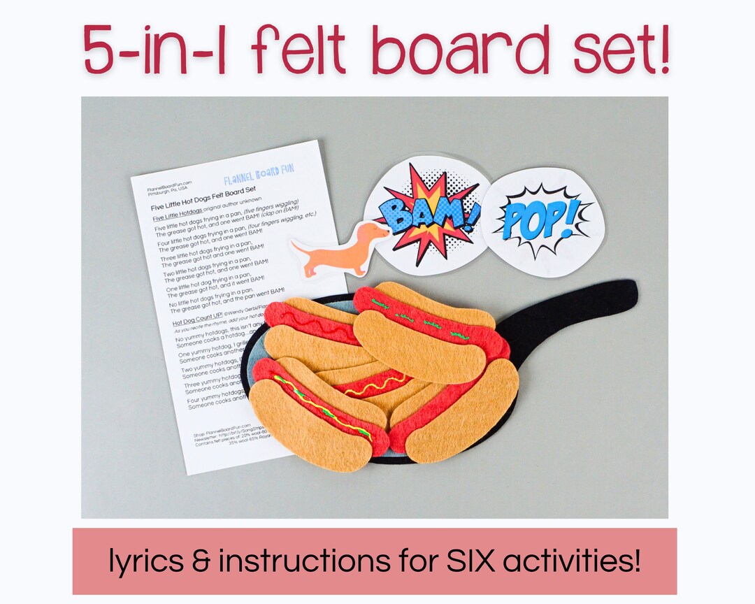 Five Hot Dogs Felt Board Story | 5-in-1 Felt Board Story | Preschool ...