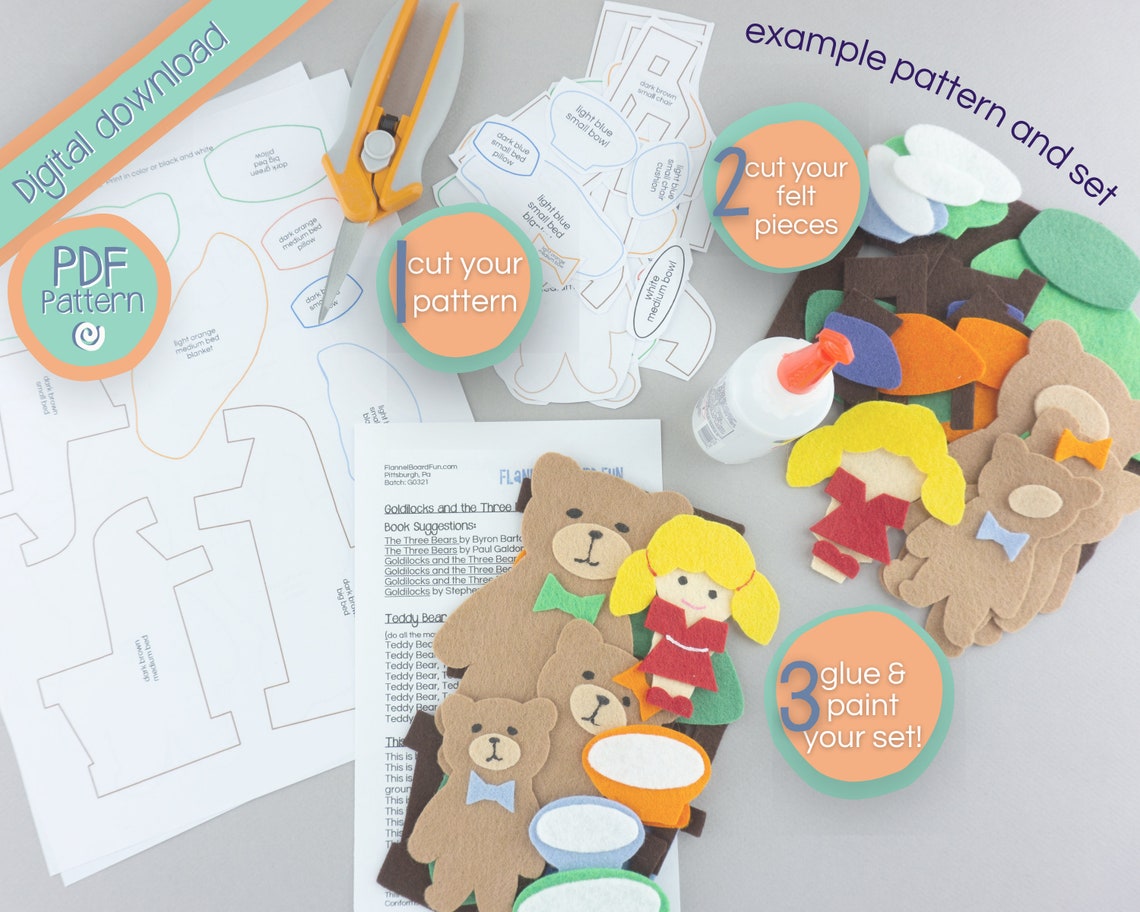 PDF Pattern Goldilocks Felt Board Story Set for Preschool | Etsy