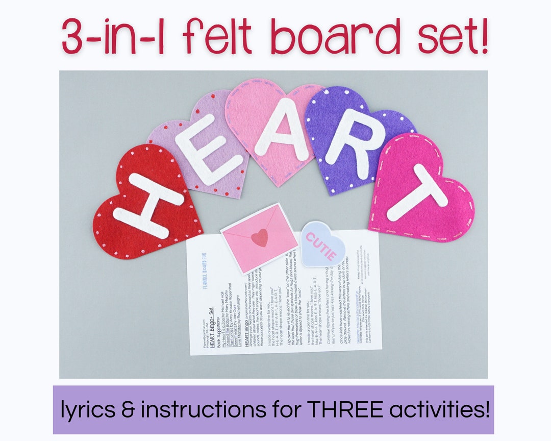Valentine's Heart Bingo Felt Board Story Circle Time Activity | Heart ...