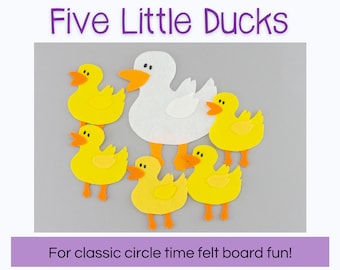 5 Little Ducks Nursery Songs for Felt Board Time, Story Time Templates ...