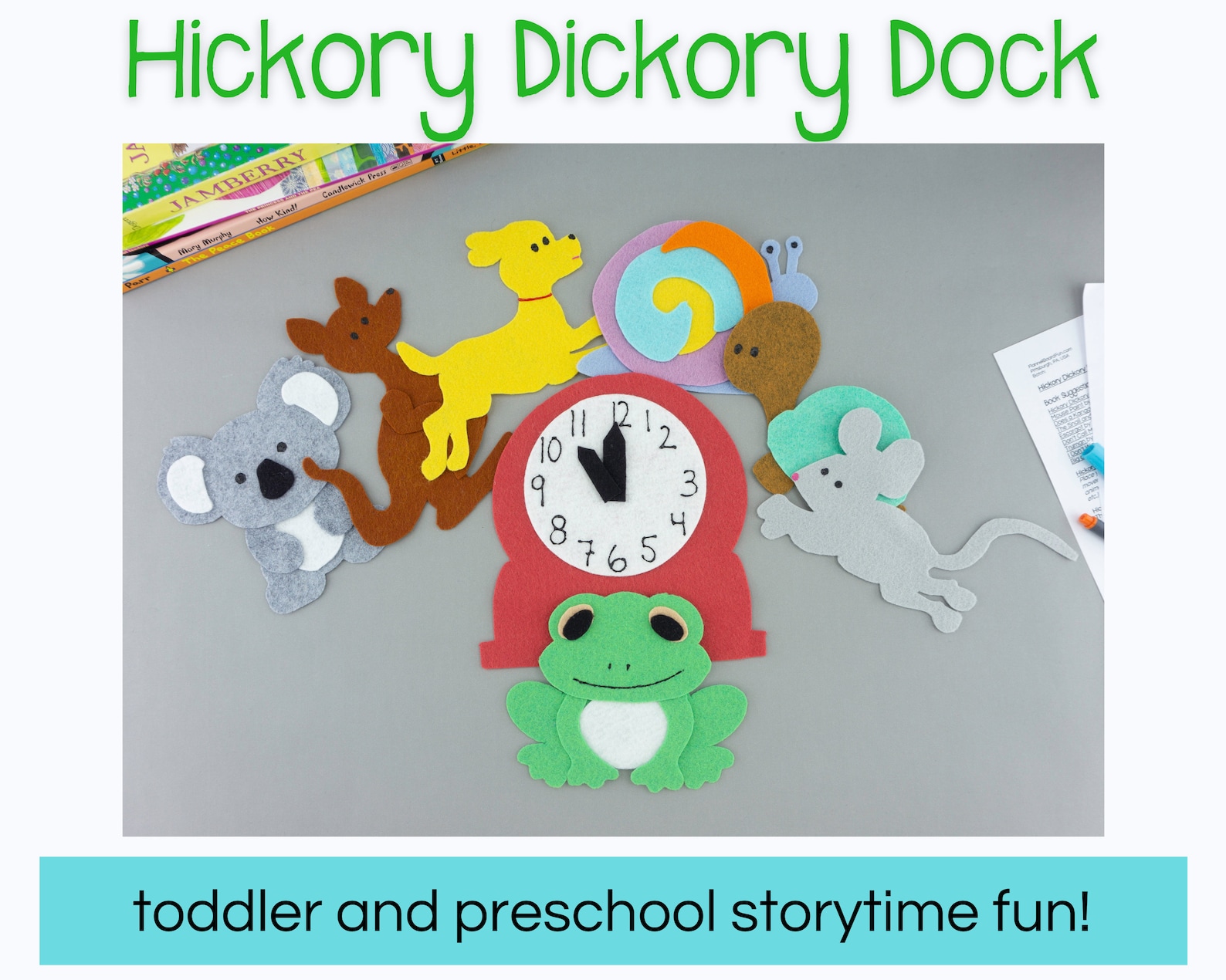 Hickory Dickory Dock Felt Board Set: Nursery Rhyme Learning Activity - Etsy