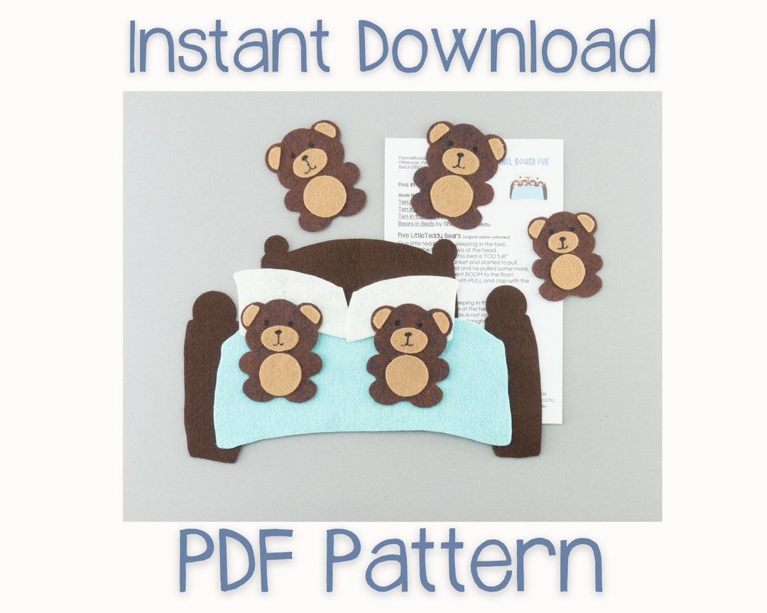 Five Bears in the Bed Felt Board Pattern: Story Time DIY (PDF Pattern ...