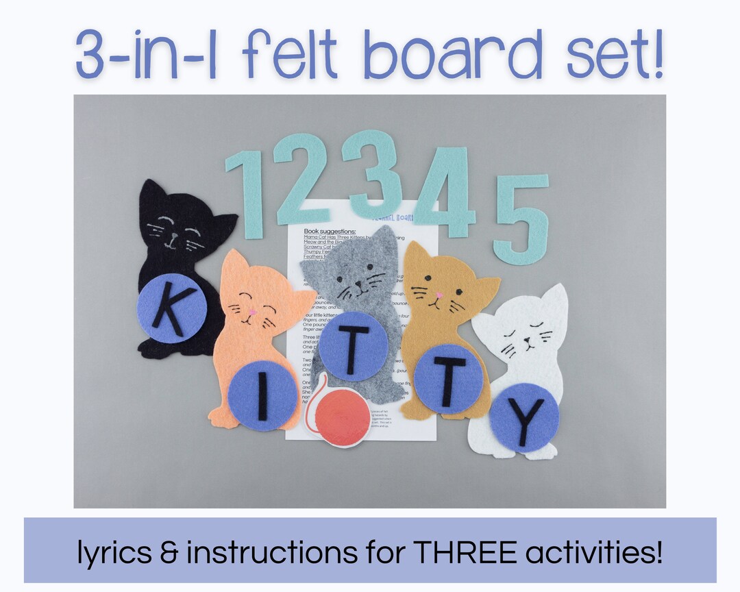 3-in-1 Cat Felt Board Story Set Large Felt Board Pieces for Toddler ...