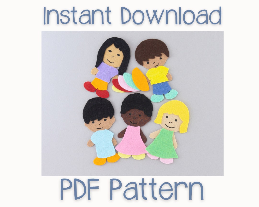 Five Friends Felt Board Pattern: Multicultural Kids Circle Time (PDF ...