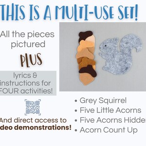 4-in-1 Squirrel + Acorn Felt Board Story Rhyme, Preschool Teacher and ...